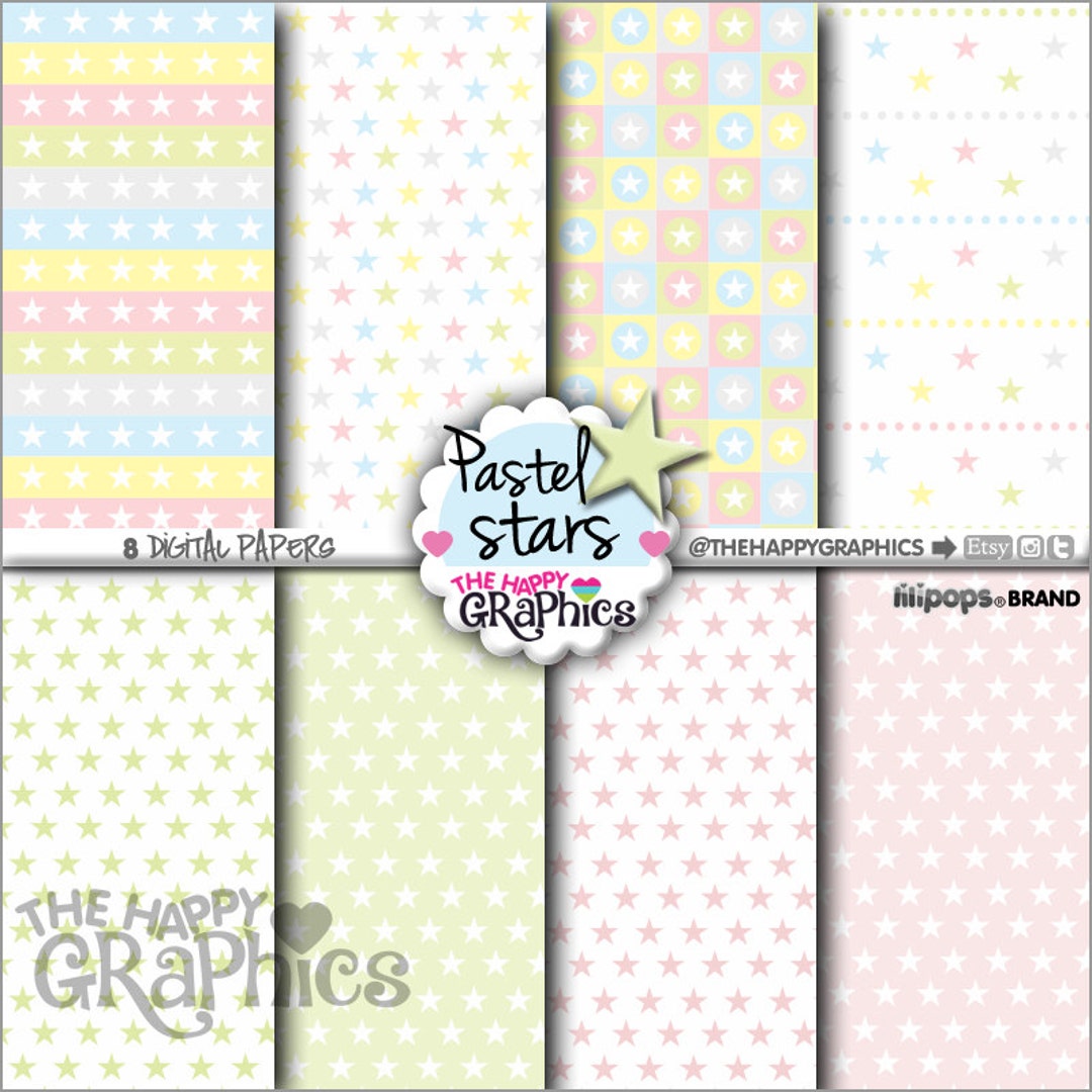 Star Digital Paper, COMMERCIAL USE, Star Pattern, Printable Paper, Star ...