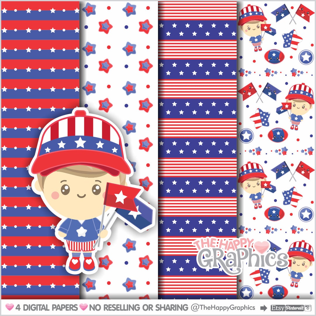 4th of July Digital Paper COMMERCIAL USE 4th of July - Etsy