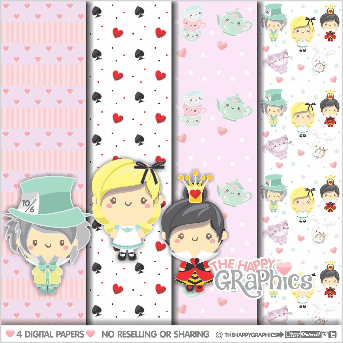 Alice Digital Paper COMMERCIAL USE Printable Paper Alice in | Etsy