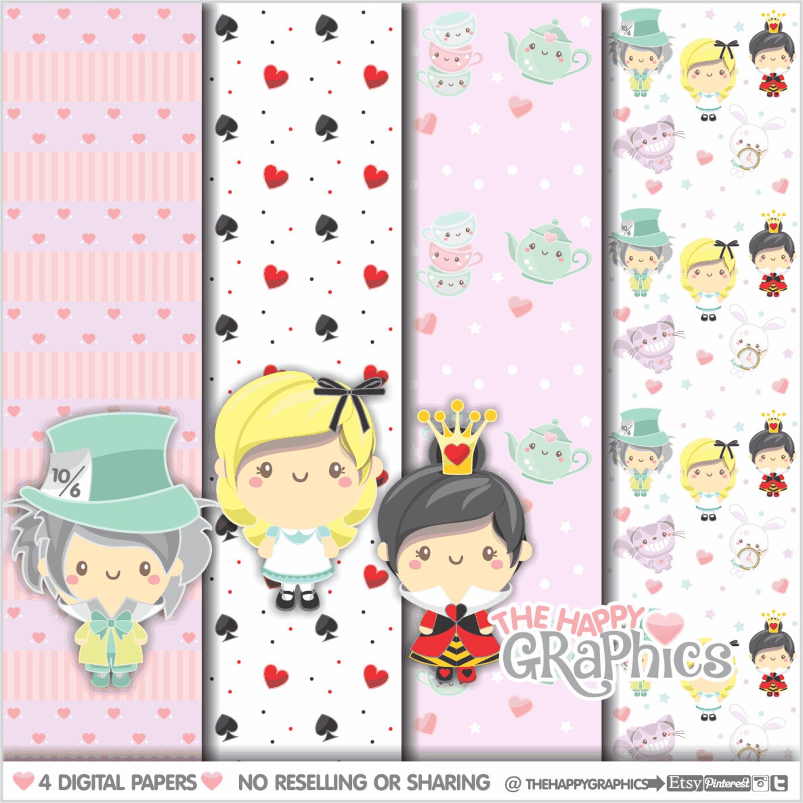 Alice Digital Paper COMMERCIAL USE Printable Paper Alice in | Etsy