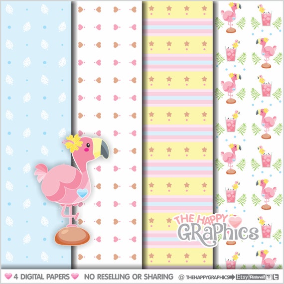 Flamingo Digital Paper, Summer Digital Paper, Tropical Summer, Tropical ...
