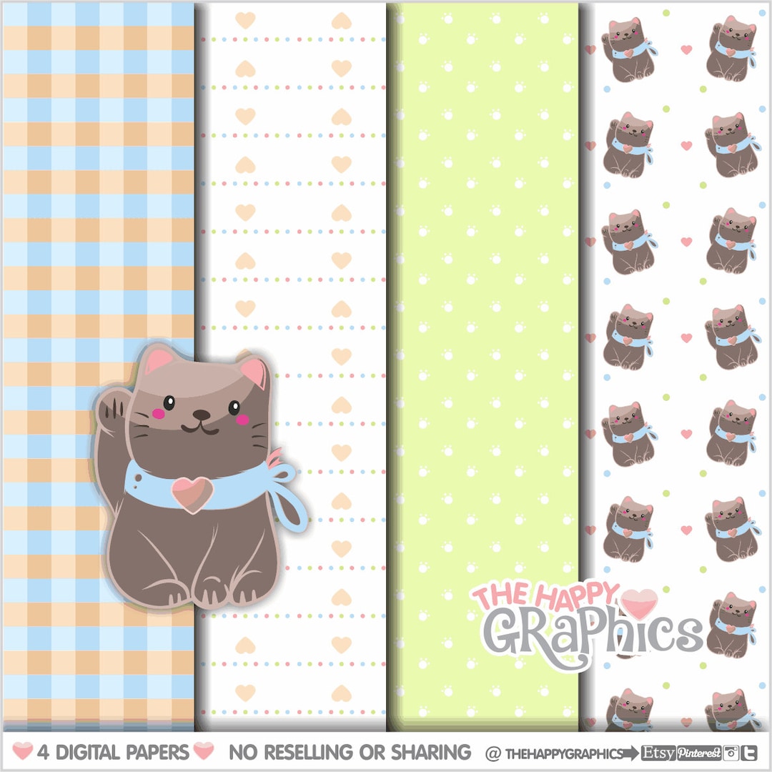 Cat Digital Papers, Cat Pattern, COMMERCIAL USE, Pet Pattern, Pet ...