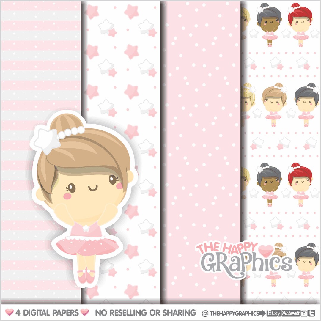 Ballerina, Digital Paper, COMMERCIAL USE, Ballerina Pattern, Printable ...