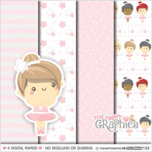 Ballerina, Digital Paper, COMMERCIAL USE, Ballerina Pattern, Printable ...