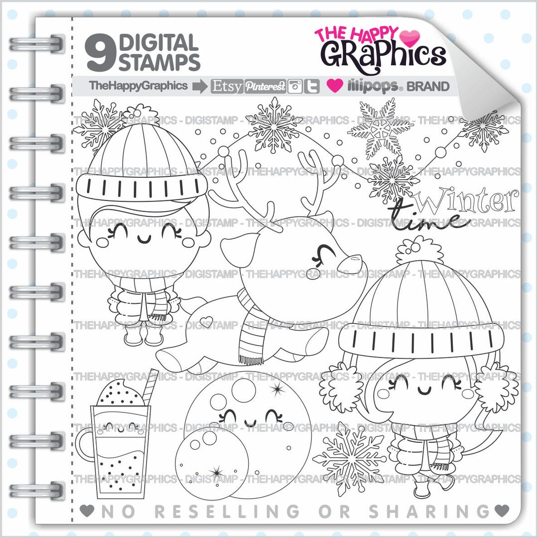 Winter Stamp, COMMERCIAL USE, Digi Stamp, Digital Image, Winter ...