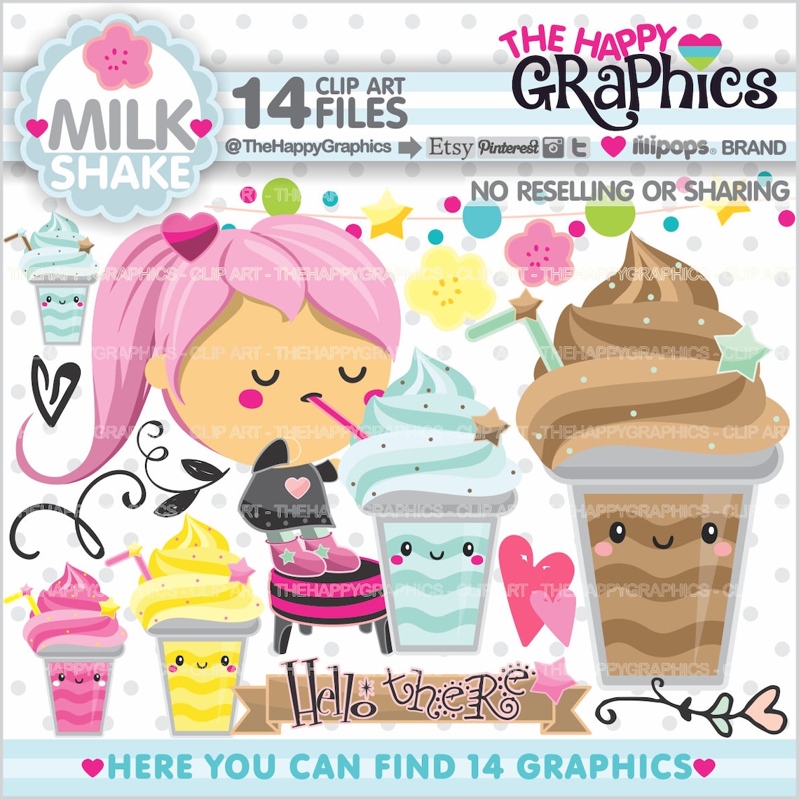 Milkshake Clipart Milkshake Graphic COMMERCIAL USE Drinks - Etsy