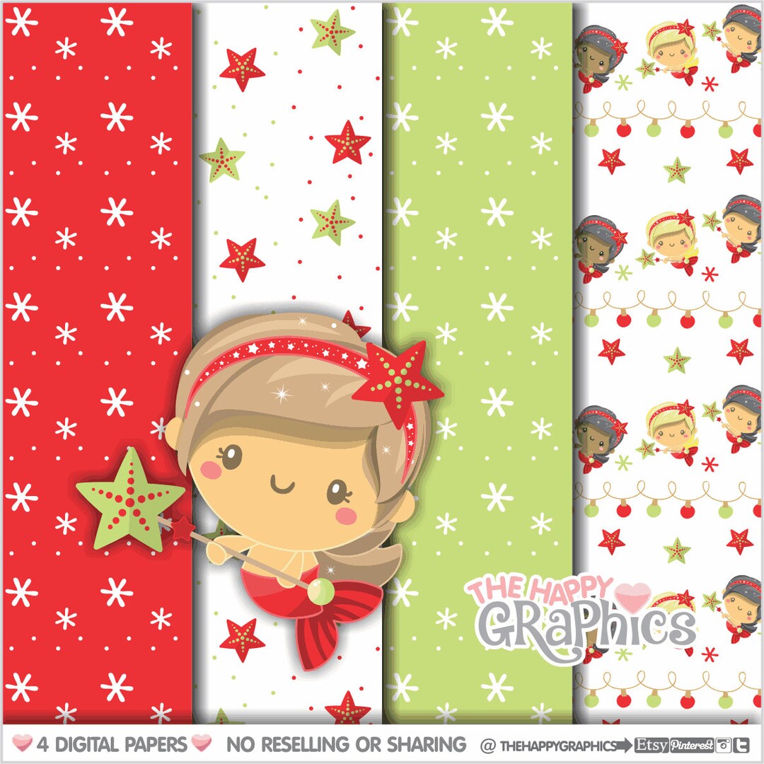 Christmas Digital Paper COMMERCIAL USE Christmas Pattern - Etsy