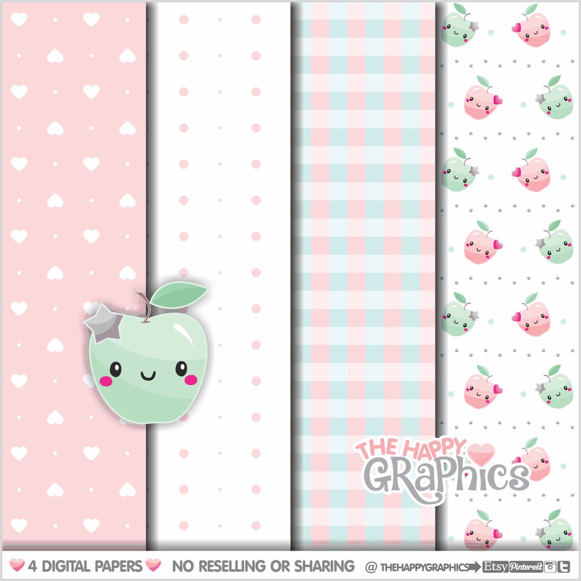 Apple Digital Paper COMMERCIAL USE Apple Pattern Printable - Etsy