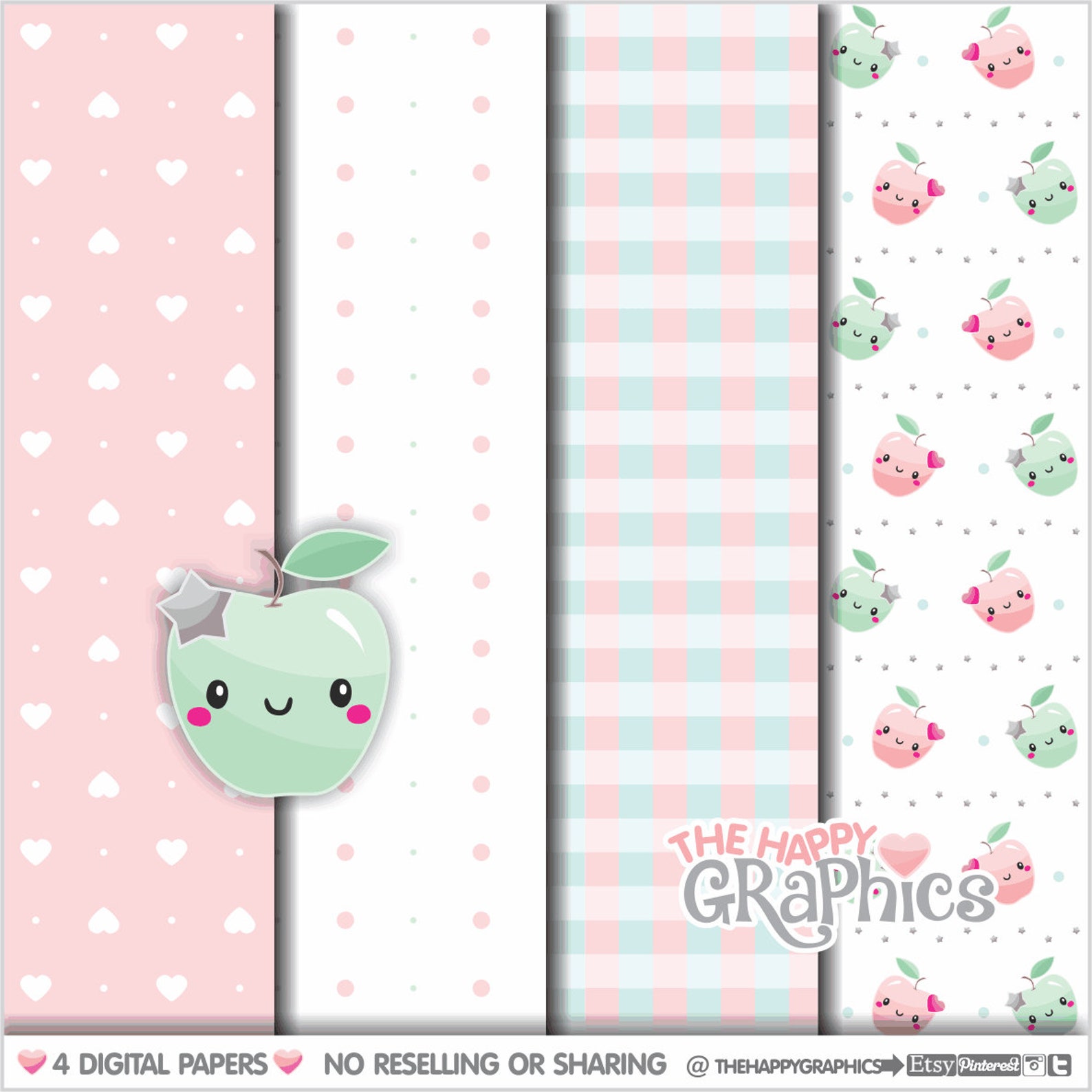 Apple Digital Paper COMMERCIAL USE Apple Pattern Printable - Etsy