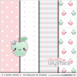 Apple Digital Paper, COMMERCIAL USE, Apple Pattern, Printable Paper ...