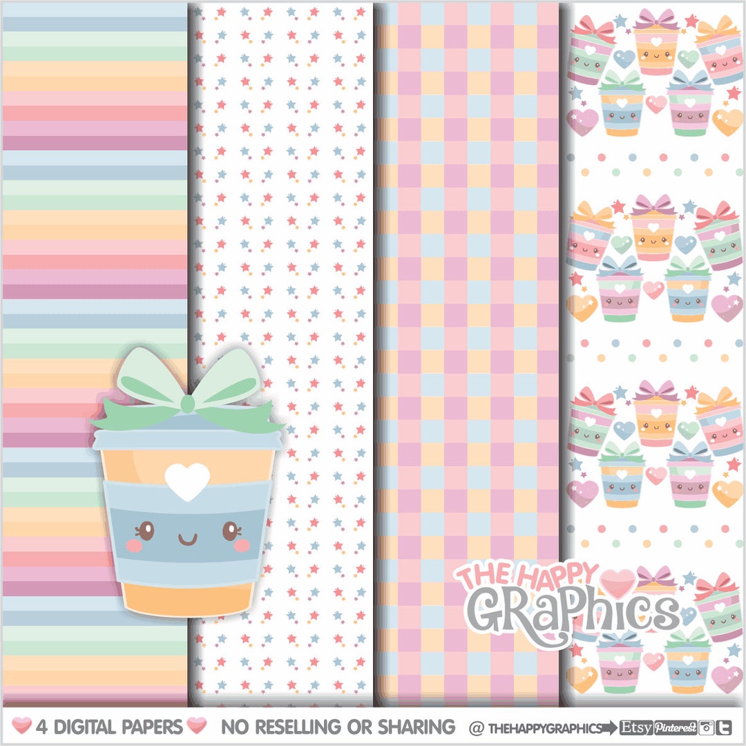 Paper Cups Pattern, Cups Paper, COMMERCIAL USE, Beverage Pattern, Cute ...
