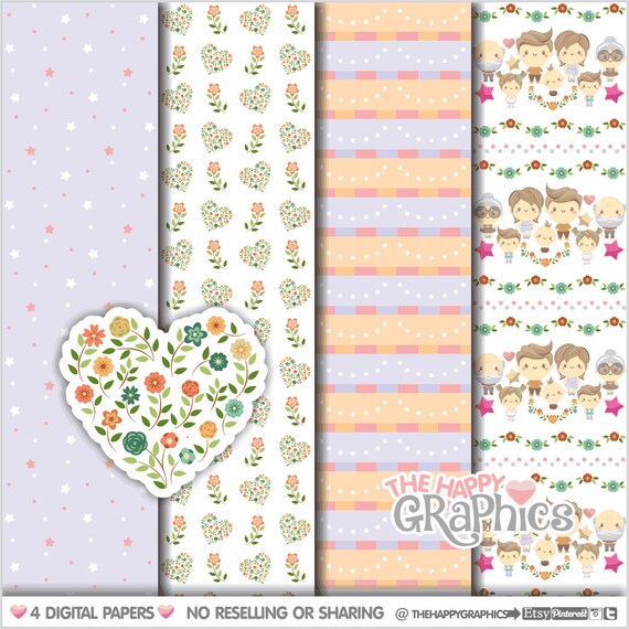 Papel Digital Familiar Patrón Familiar USO COMERCIAL Papel - Etsy México