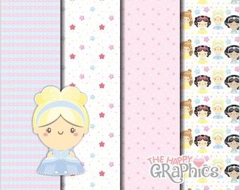 Princess Digital Paper, Princess Printable Paper, Princess Pattern ...