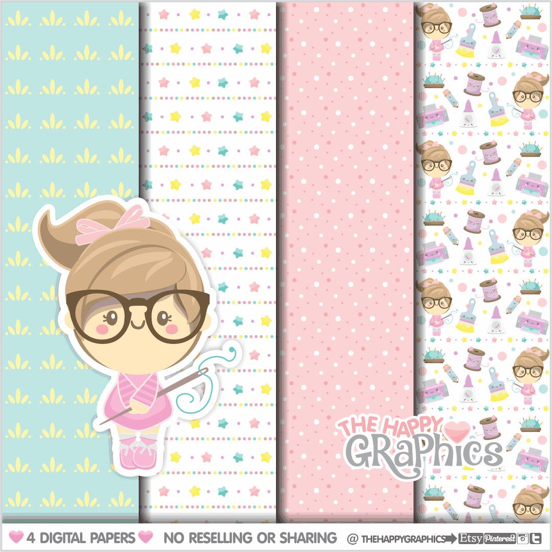 Crafty, Digital Paper, COMMERCIAL USE, Crafty Pattern, Printable Paper ...