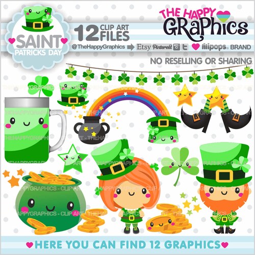 Watercolor Clipart St Patricks Day Commercial Use Handpainted - Etsy