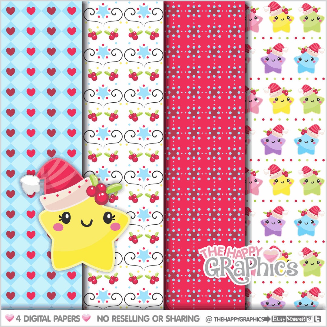 Christmas Digital Paper, Star Digital Paper, Christmas Pattern ...