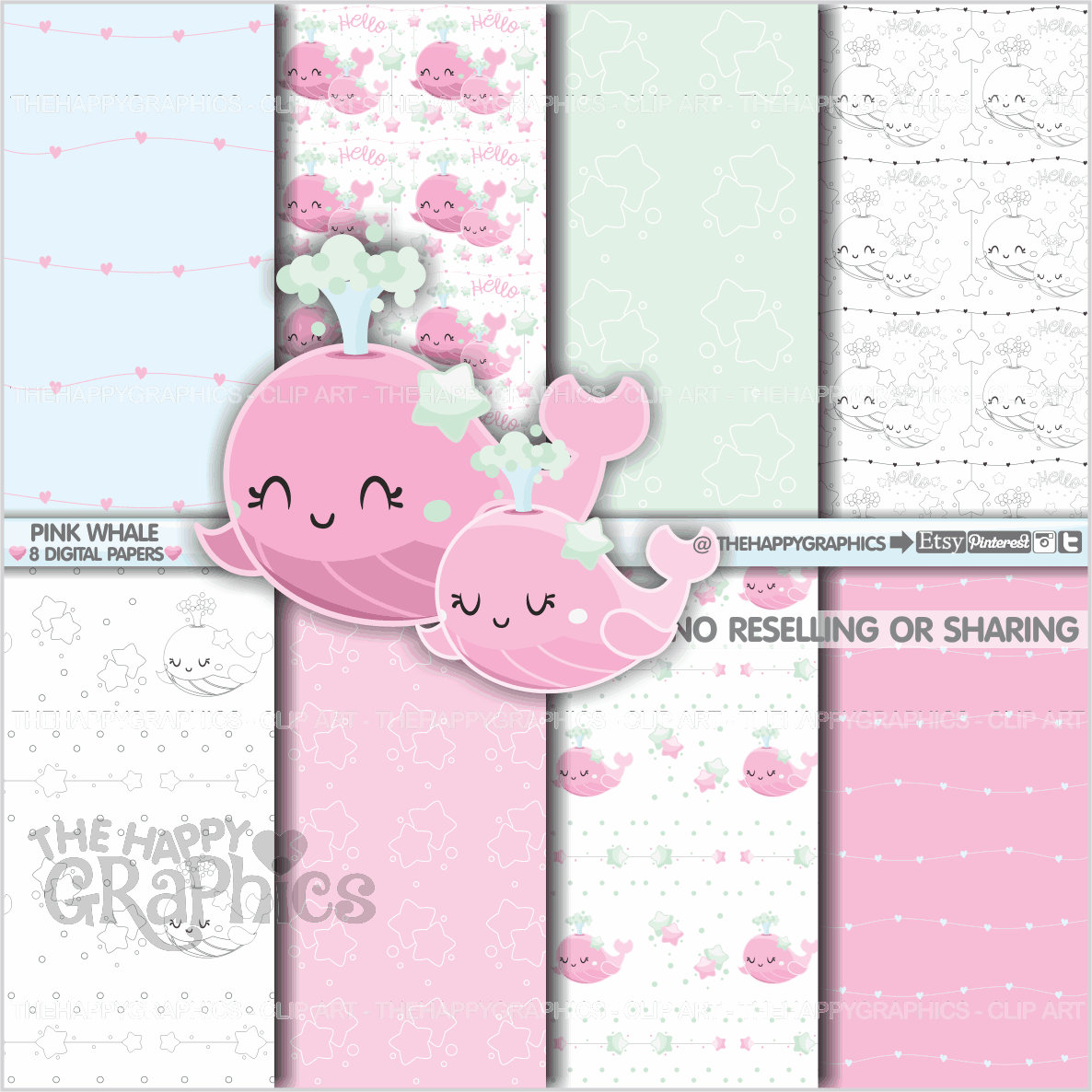 Whale Digital Paper COMMERCIAL USE Whale Pattern Printable - Etsy