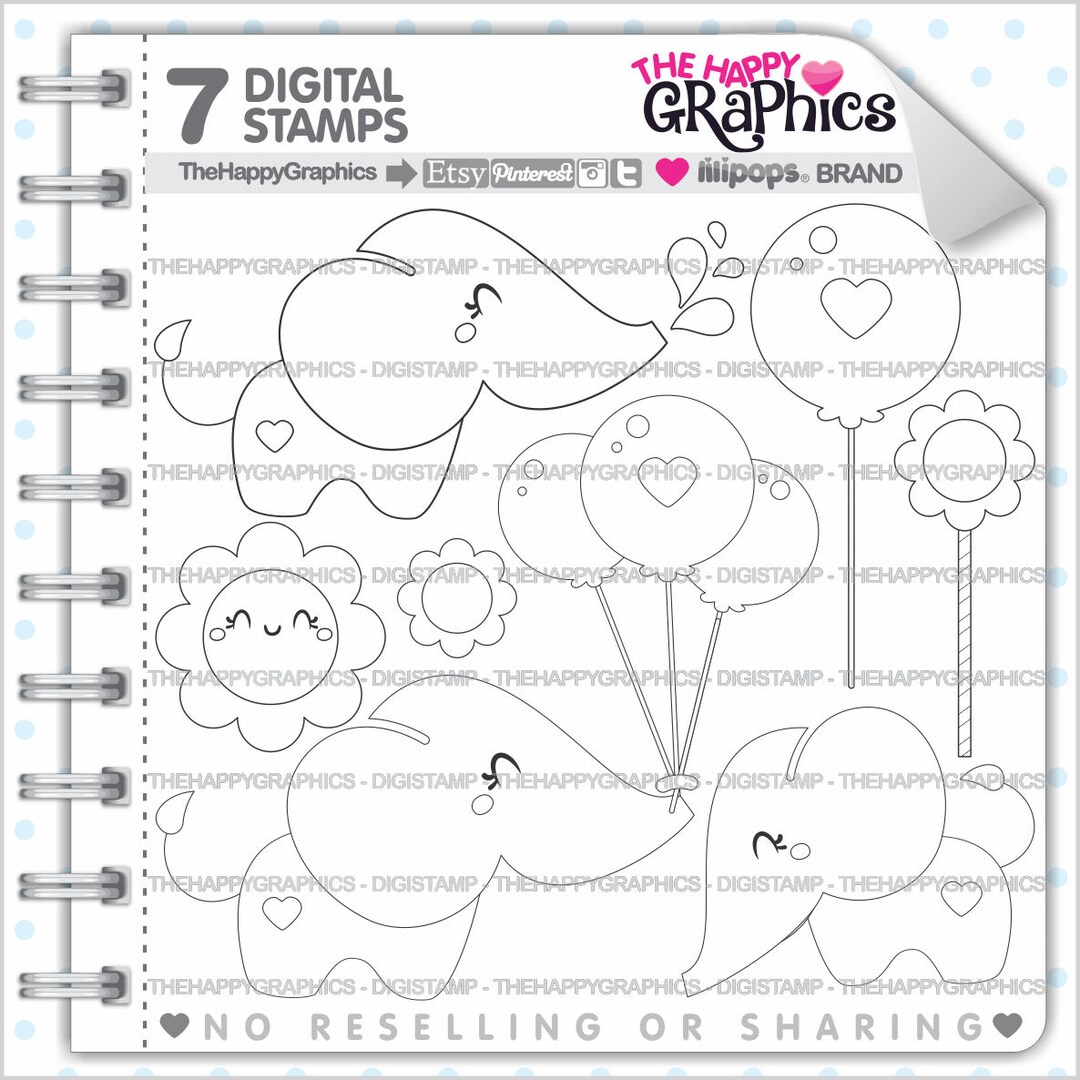 Elephant Stamp, Commercial Use, Digi Stamp, Digital Image, Elephant ...