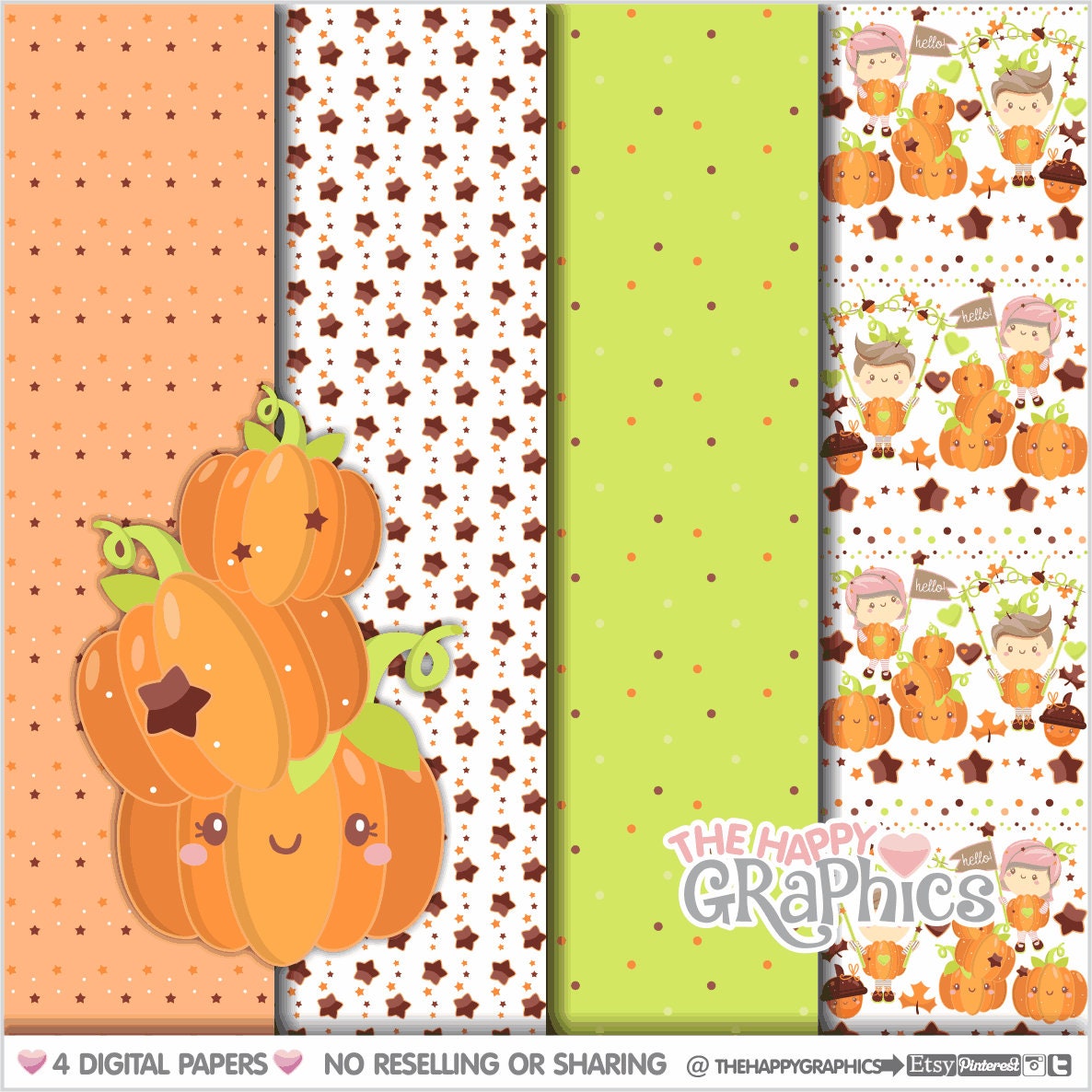 Autumn Digital Paper Autumn Pattern COMMERCIAL USE Pumpkin - Etsy