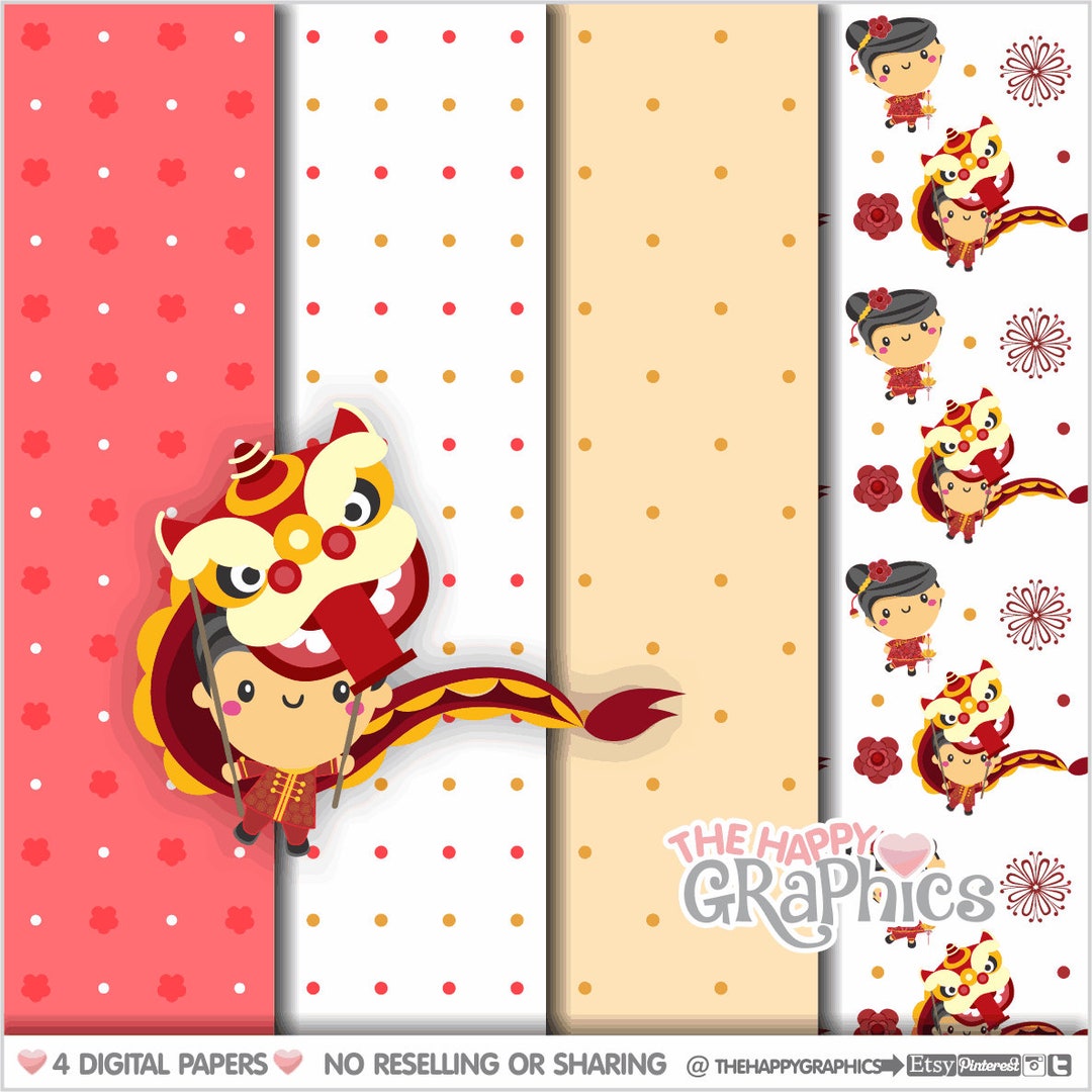 Chinese New Year Digital Paper, Chinese New Year Pattern, COMMERCIAL ...