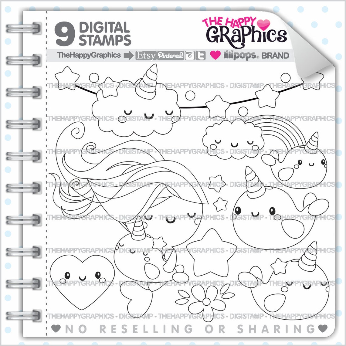 Unicorn Stamp Commercial Use Digi Stamp Digital Image - Etsy