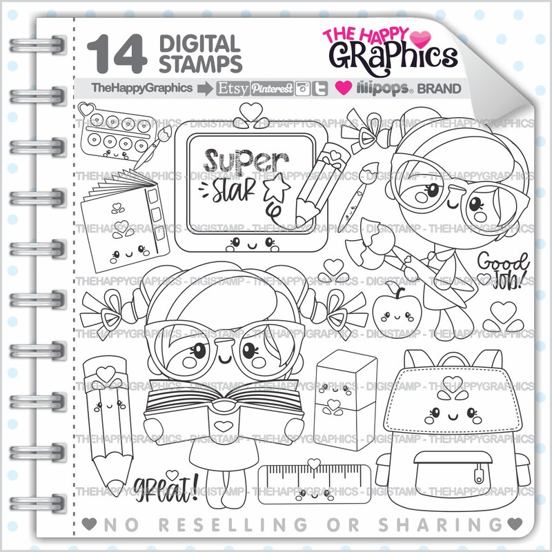 Girl Digital Stamp - Etsy