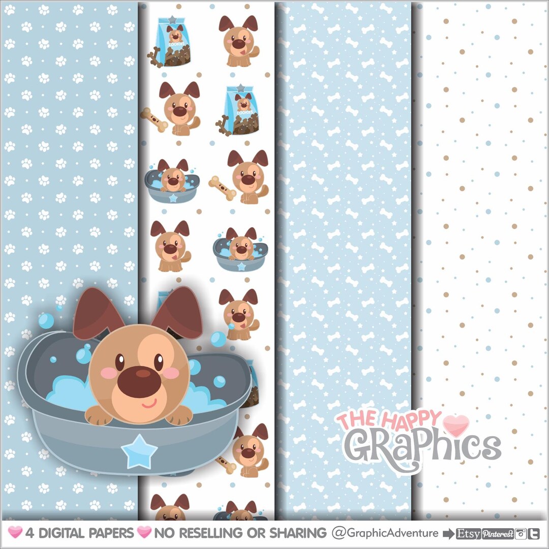 Dog, Digital Paper, Digital Pattern, Cute Dog, Puppy, Pet, Seamless ...