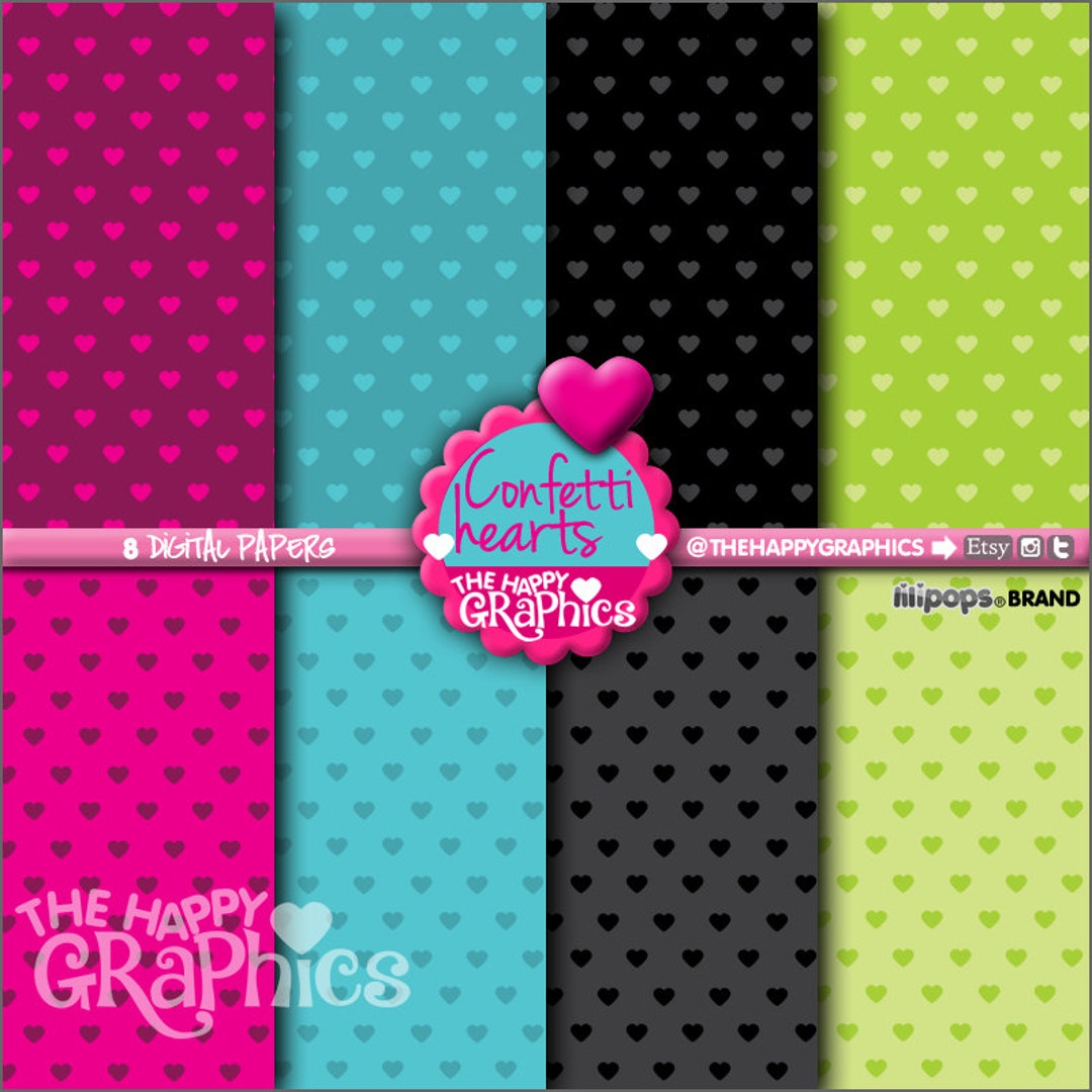 Heart Digital Paper, COMMERCIAL USE, Heart Pattern, Printable Paper ...