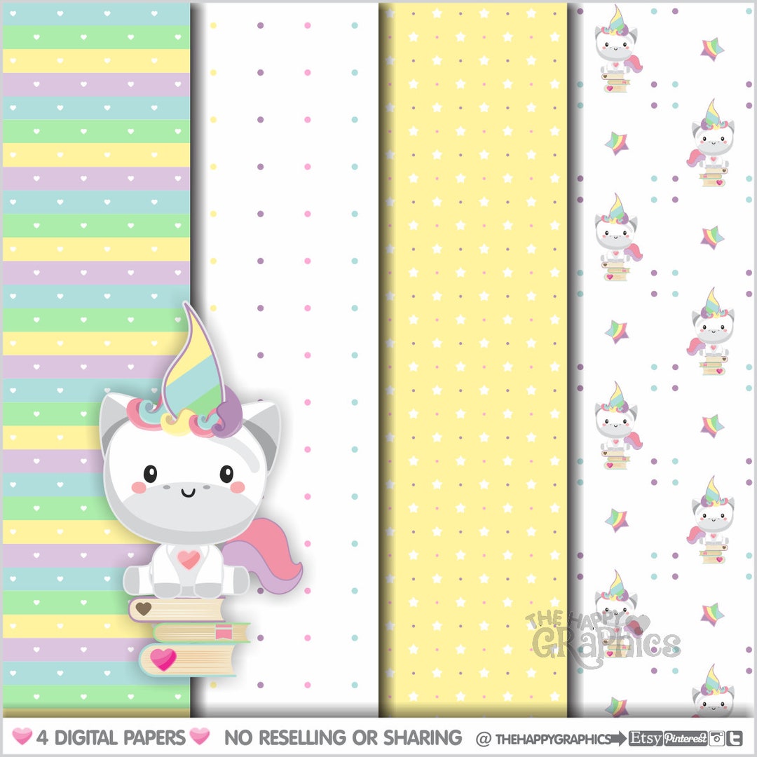 Unicorn Paper, Digital Paper, Printable Paper, Back to School ...