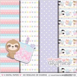 Bubble Tea Paper, Tea Digital Paper, COMMERCIAL USE, Beverage Paper ...