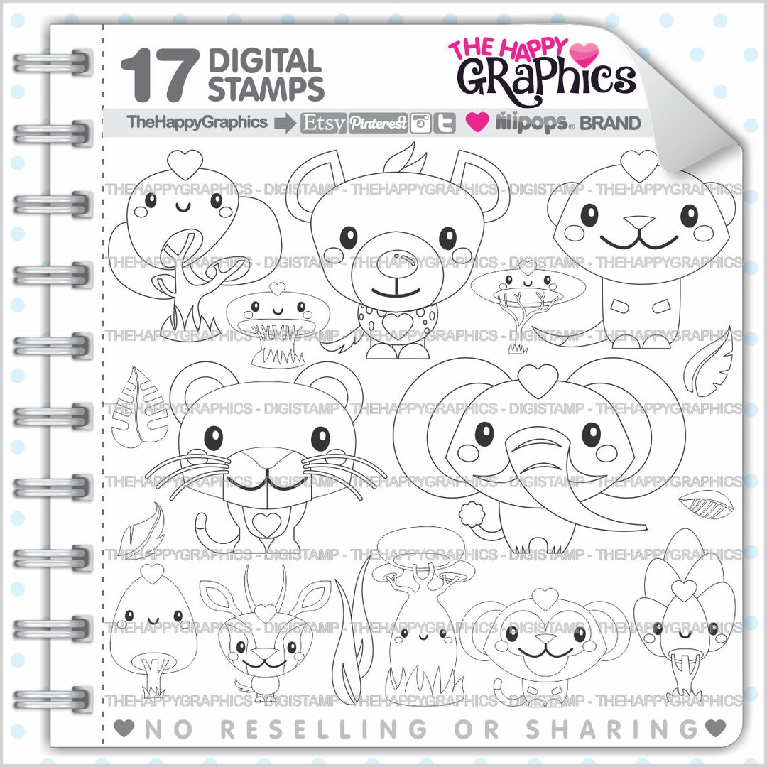 Jungle Stamp, Jungle Digistamp, COMMERCIAL USE, Animal Stamp, Animal ...