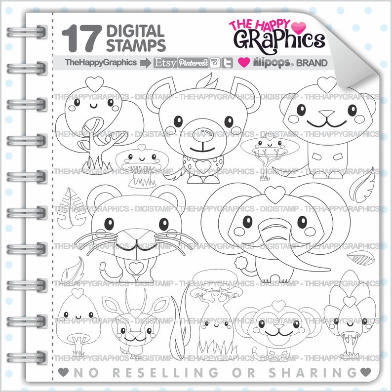 Jungle Stamp Jungle Digistamp COMMERCIAL USE Animal Stamp | Etsy