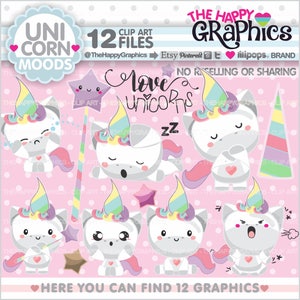 Unicorn Clipart Unicorn Graphic Commercial Use Unicorn - Etsy