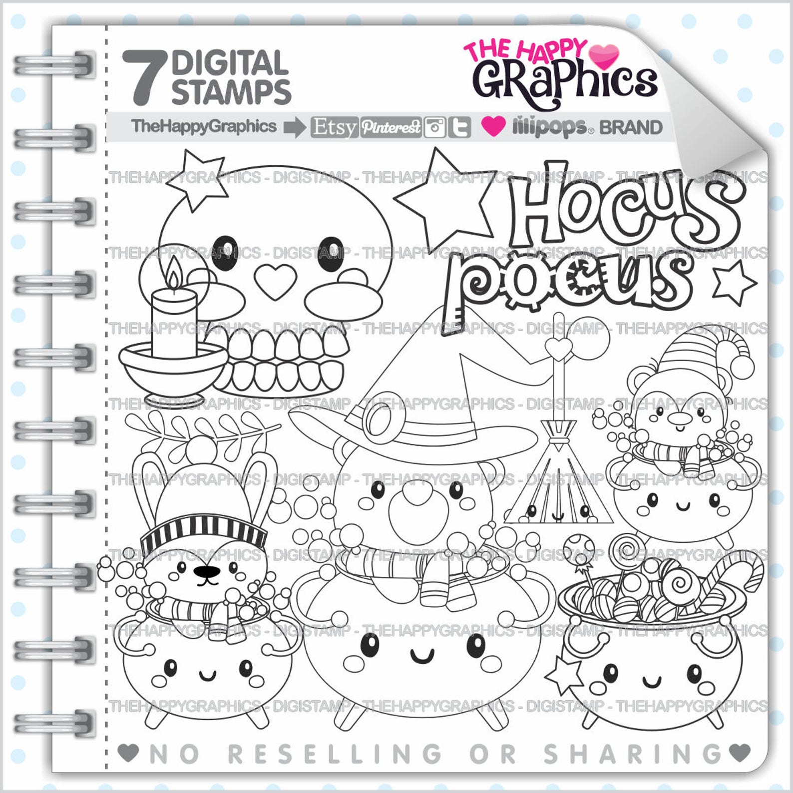 Halloween Stamp Commercial Use Digi Stamp Digital Image - Etsy