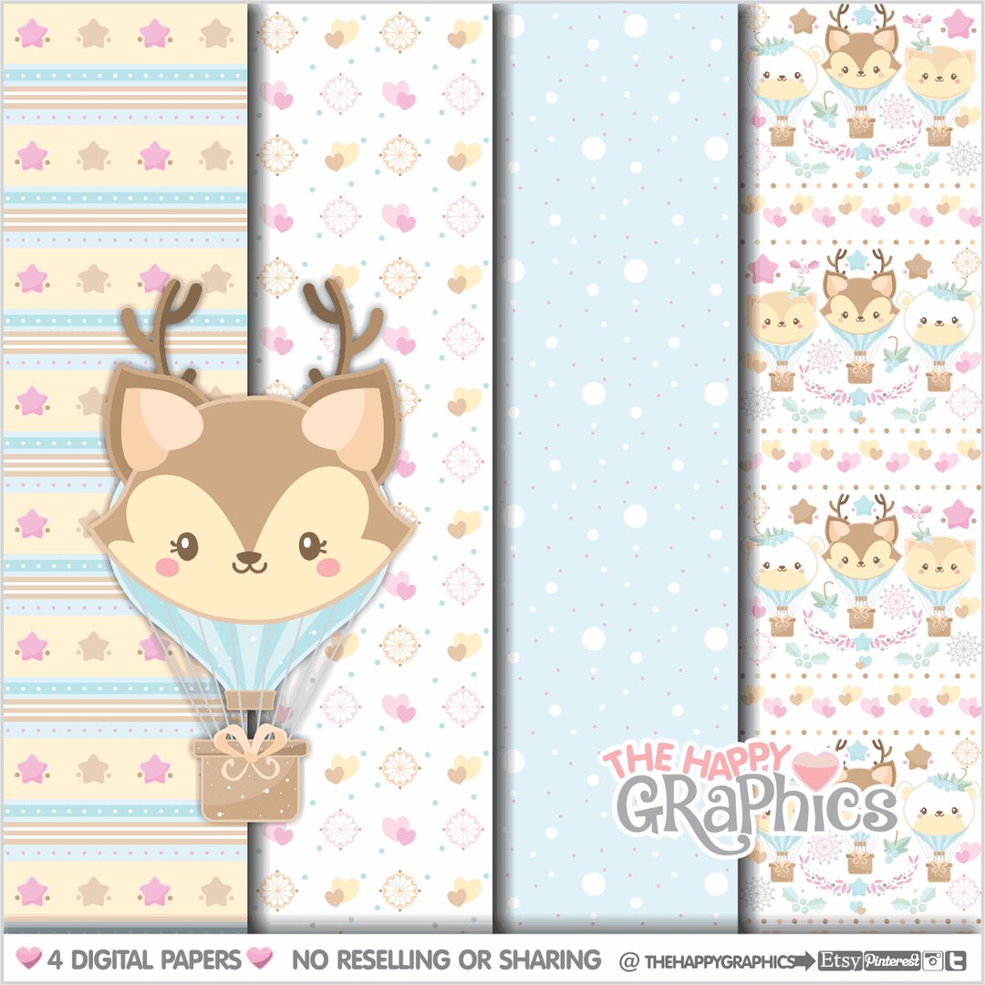 Air Balloon Digital Paper, Air Balloon Pattern, COMMERCIAL USE ...