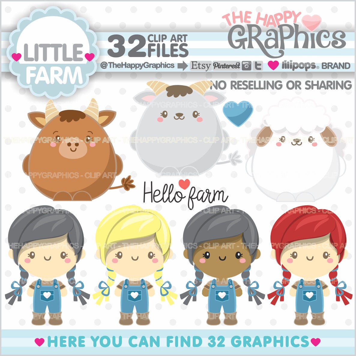 Farm Clipart Farmer Clipart COMMERCIAL USE Farmer Girl | Etsy