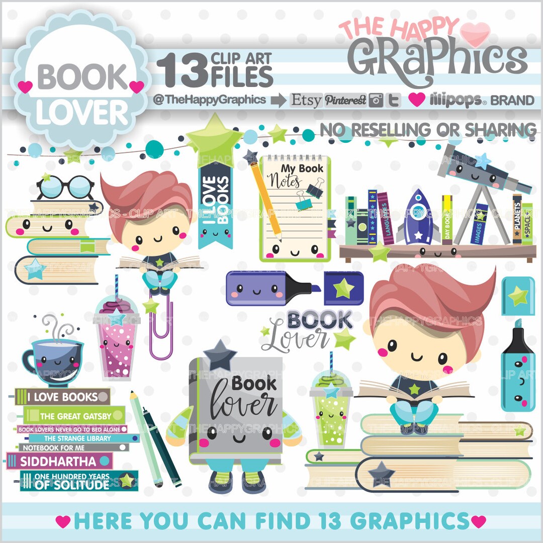 Book Clipart, Book Graphics, COMMERCIAL USE, Planner Accessories, Book ...