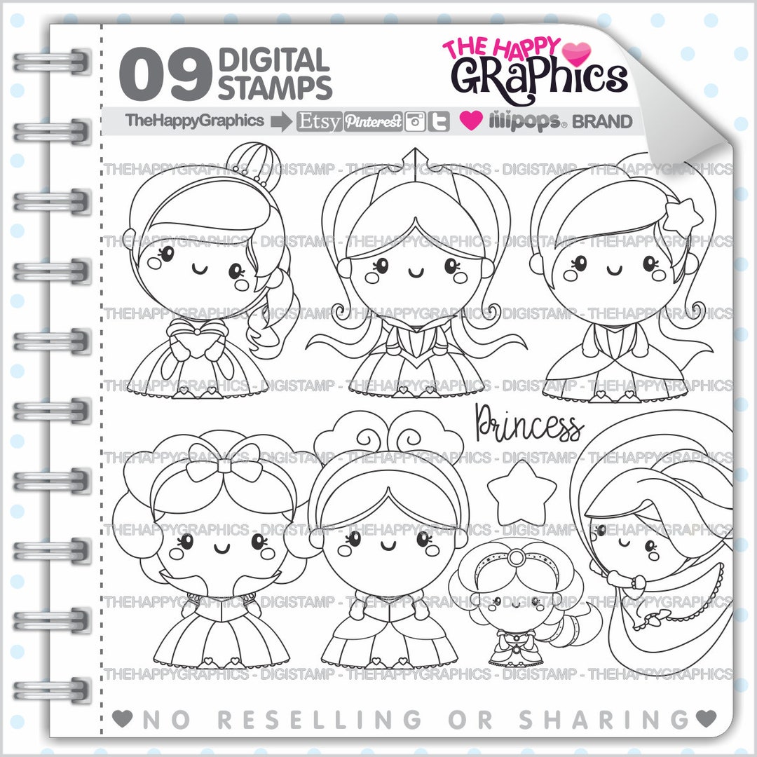 Princess Stamps, Digi Stamp, Digital Image, Princess Digistamp ...