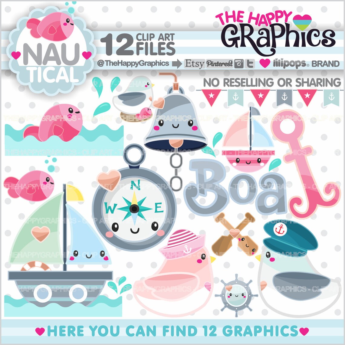 Nautical Clipart Navy Clipart COMMERCIAL USE Cute Clipart - Etsy