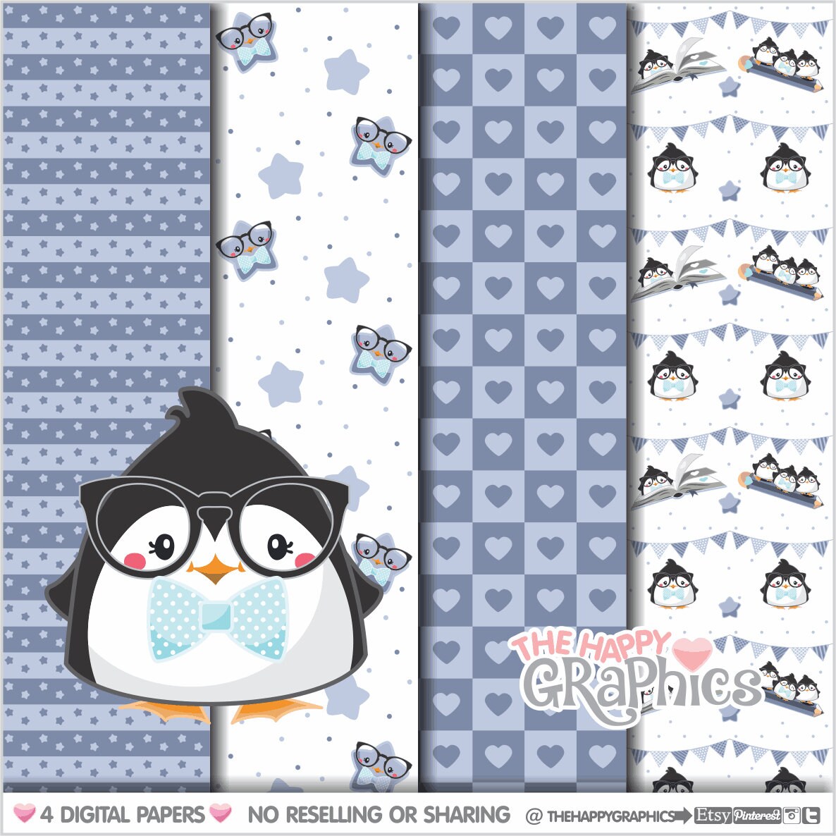 Penguin Digital Paper COMMERCIAL USE Penguin Pattern - Etsy Singapore