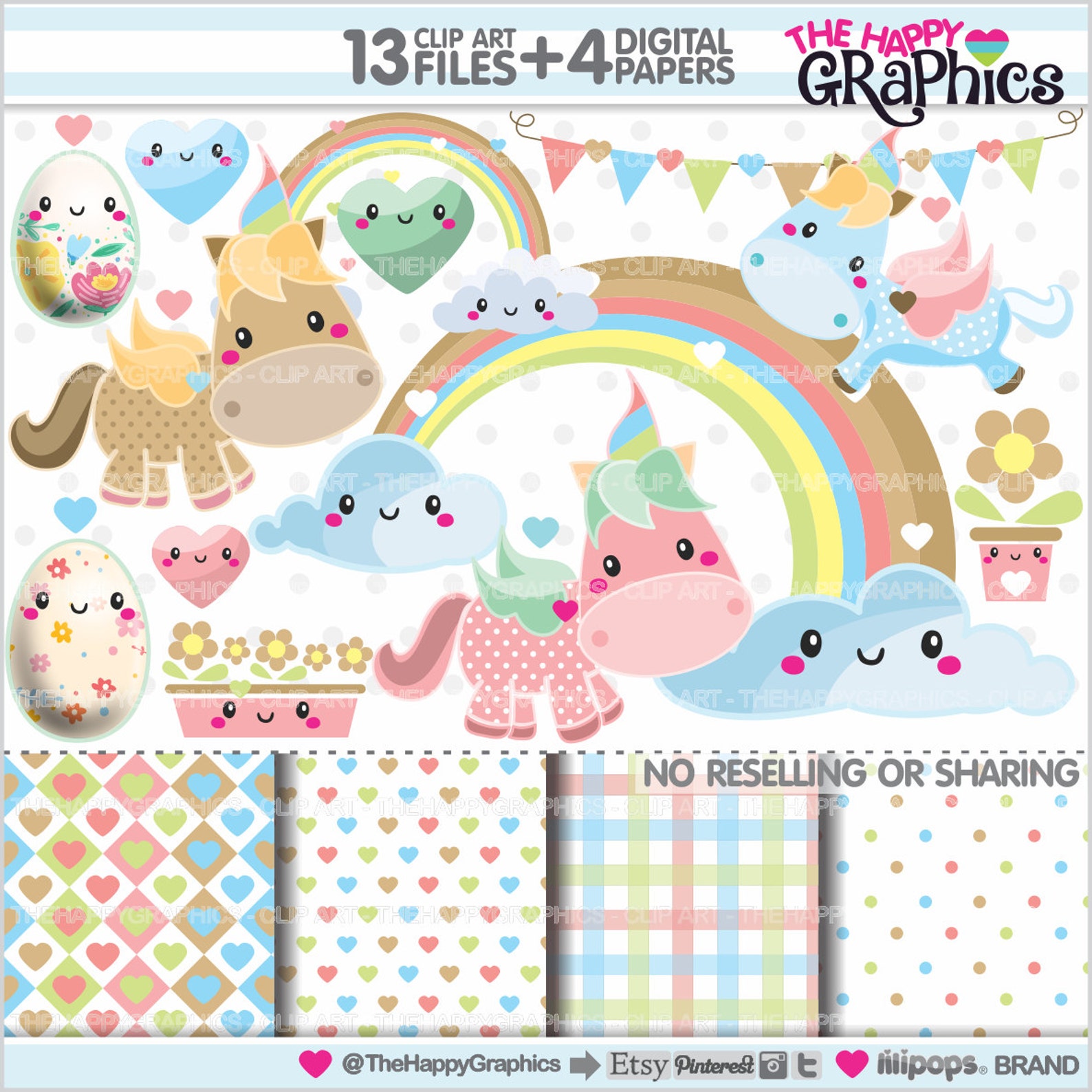 Unicorns Clipart Unicorn Graphics COMMERCIAL USE Cute | Etsy