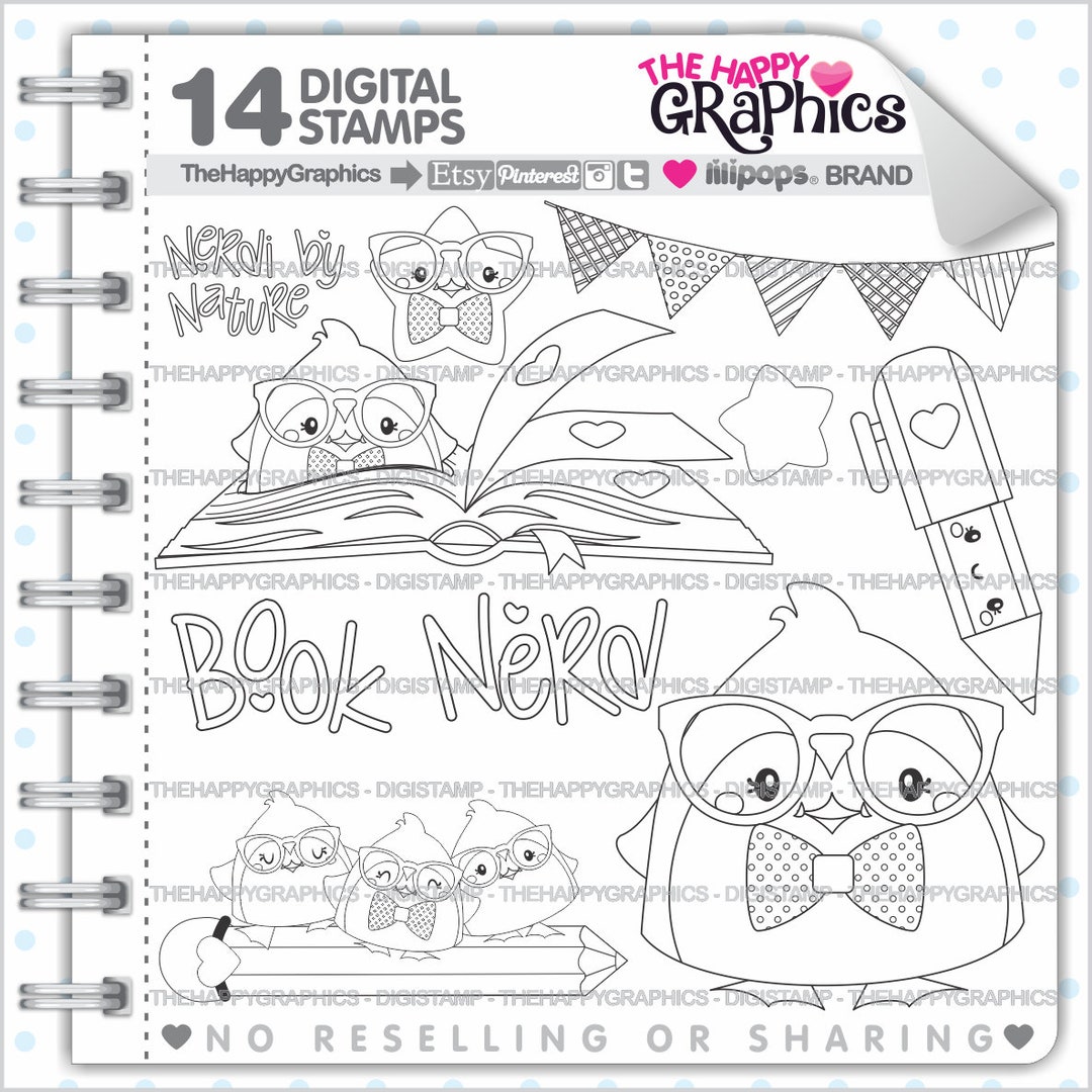 Penguin Stamp, COMMERCIAL USE, Digi Stamp, Penguin Digistamp, Nerd ...