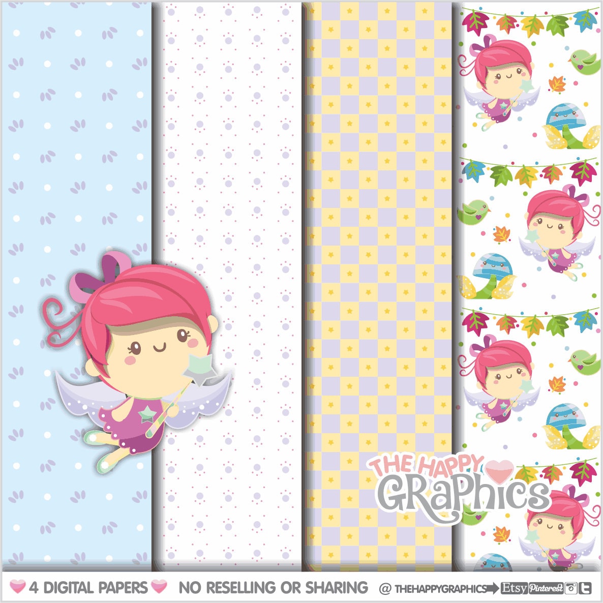 Fairy Digital Papers Fairy Pattern COMMERCIAL USE Magic - Etsy