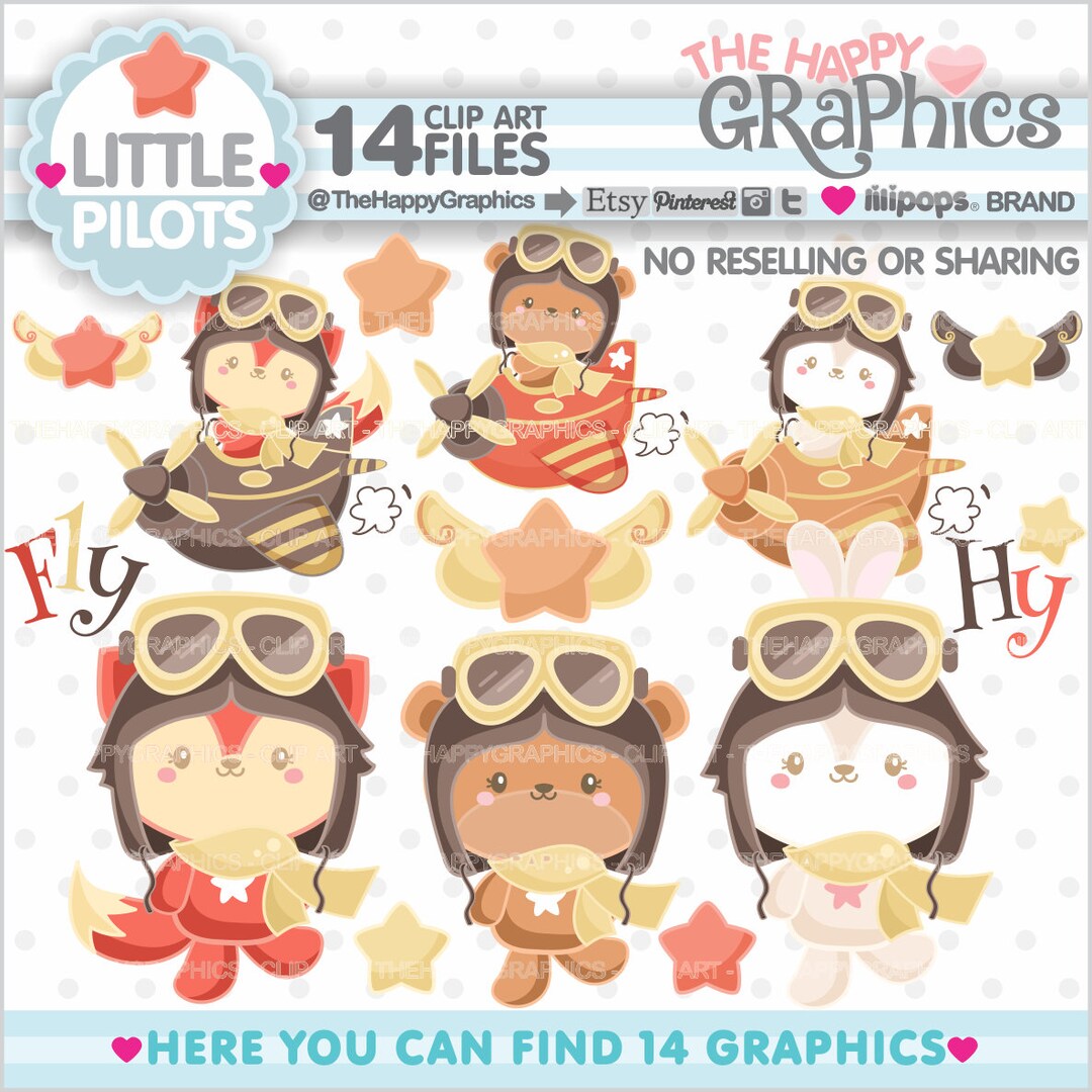 Pilot Clipart, Pilot Graphic, COMMERCIAL USE, Aviator Clipart, Airplane ...