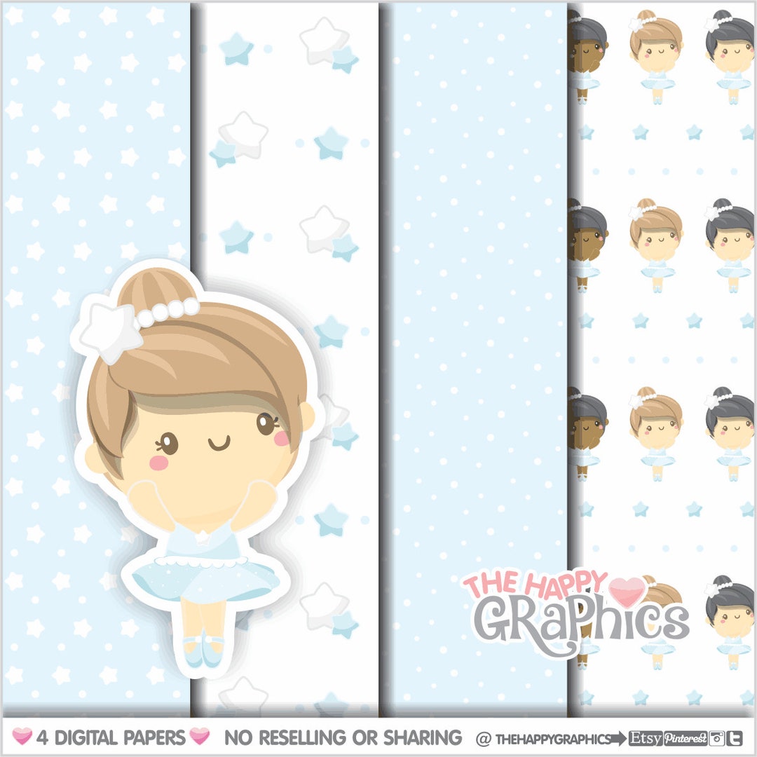 Ballerina, Digital Paper, COMMERCIAL USE, Ballerina Pattern, Printable ...