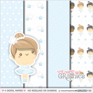 Ballerina, Digital Paper, COMMERCIAL USE, Ballerina Pattern, Printable ...