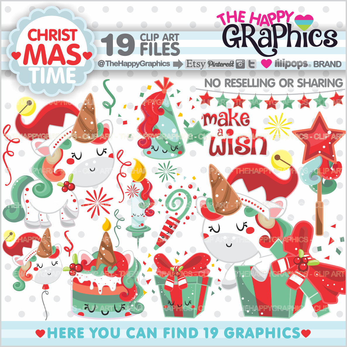 Unicorn Clipart Unicorn Graphics COMMERCIAL USE Christmas | Etsy