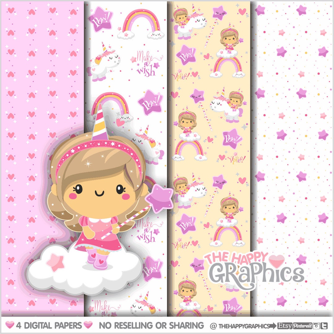 Unicorn Digital Paper, COMMERCIAL USE, Unicorn Pattern, Printable Paper ...