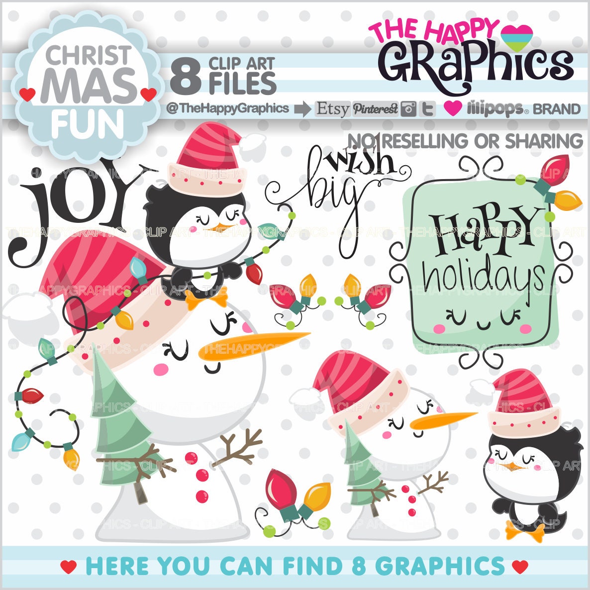 Christmas Clipart Christmas Graphic COMMERCIAL USE | Etsy