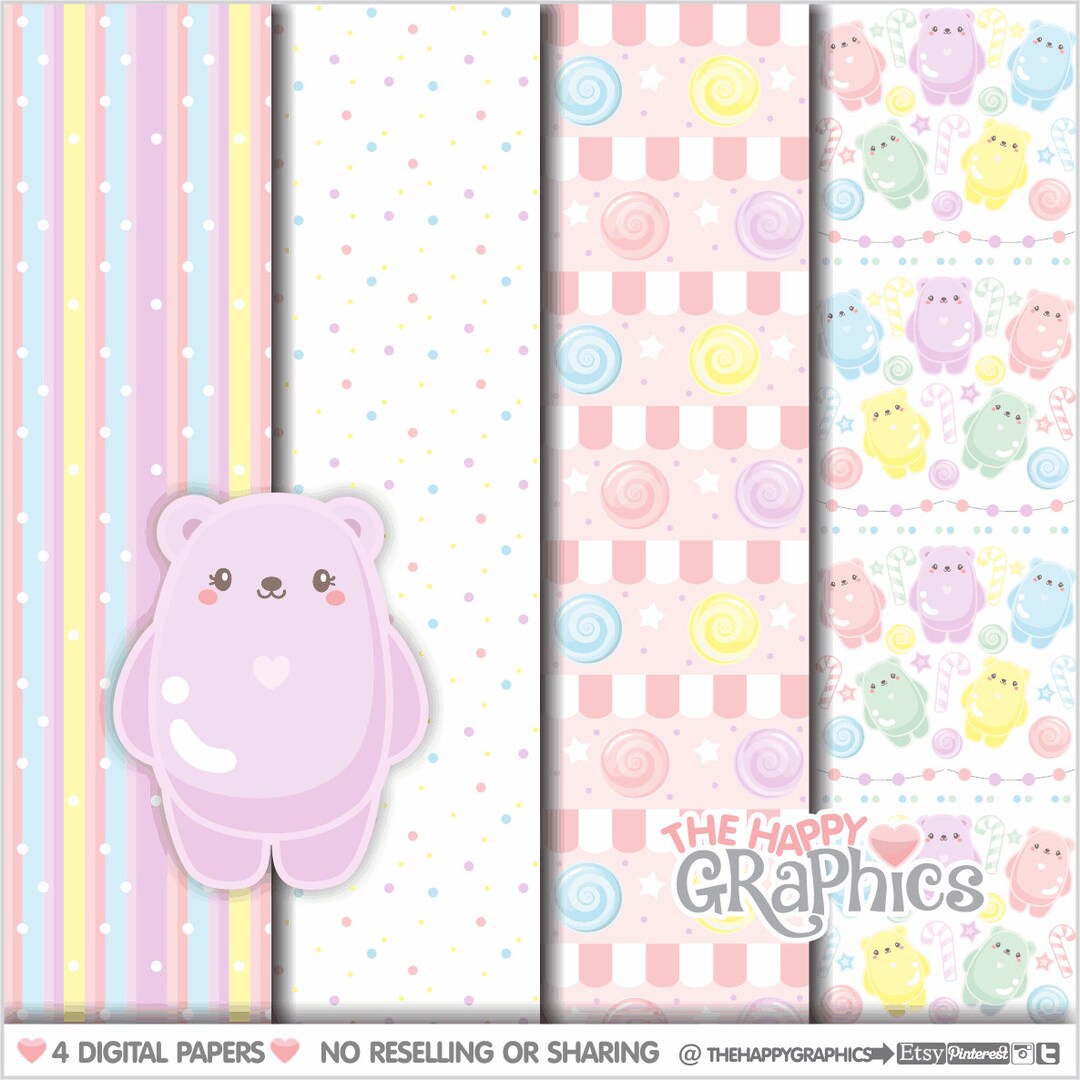 Gummy Bear Digital Paper, Bear Digital Paper, COMMERCIAL USE, Gummie ...